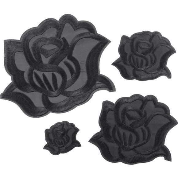 Dresses | Black Rose Fabric Patches Rose Flower Repair Patches 4 Size ...